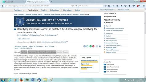 PDF Identifying Individual Sources In Matched Field Processing By Modifying The Covariance Matrix
