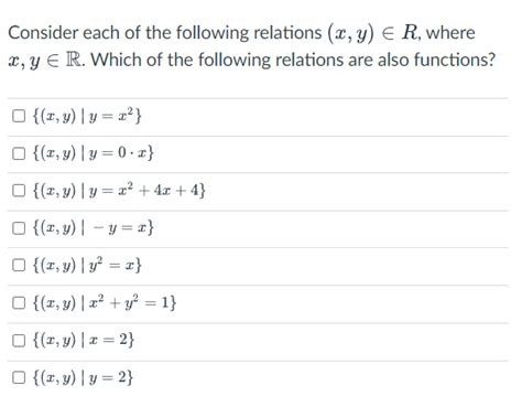 Solved Consider Each Of The Following Relations X Y R Chegg