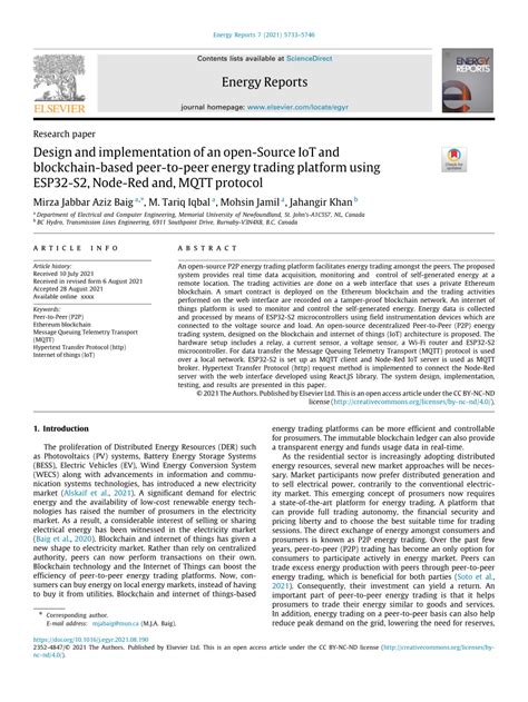 Pdf Design And Implementation Of An Open Source Iot And Blockchain Based Peer To Peer Energy