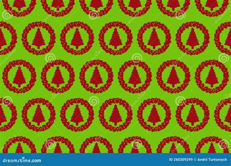 Seamless Christmas Tree Pattern Festive Colors Vector Stock Vector