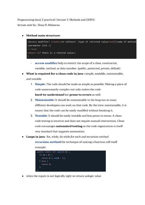 Programming Java 2 Practical Lecture 1 Methods And Opp1 1
