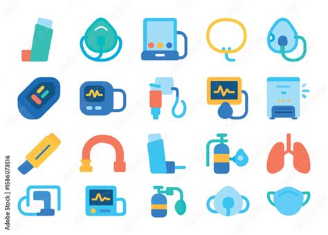 Breathe Medical And Health Devices Modern Flat Style Inhaler Oxygen