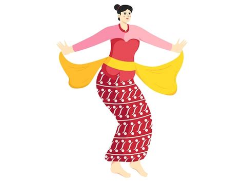 Premium Vector Indonesian Traditional Jaipong Dance Illustration