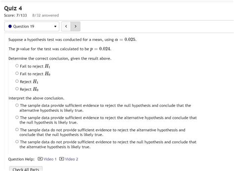 Solved Suppose A Hypothesis Test Was Conducted For A Mean Chegg