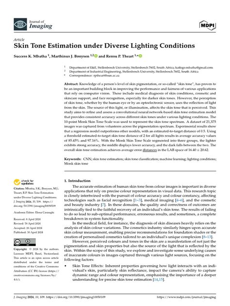 Skin Tone Estimation Under Diverse Lighting Condition Pdf Mean Squared Error Applied