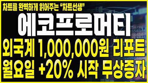 에코프로머티리얼즈 긴급속보 월요일 시초가20 외국계 1000000원리포트 결국에 공매도 다 죽고 코스피200편입