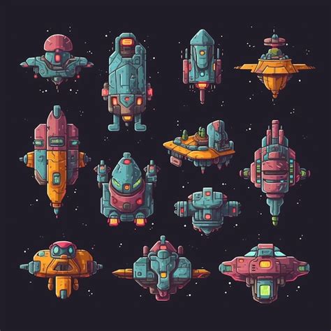 Premium Ai Image A Close Up Of A Bunch Of Different Colored Spaceships Generative Ai