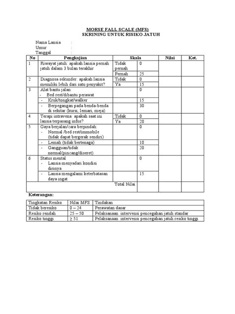 Morse Fall Scale Pdf
