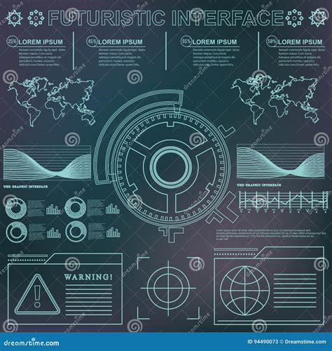 Futuristic Blue Virtual Graphic Touch User Interface Hud Stock Illustration Illustration Of