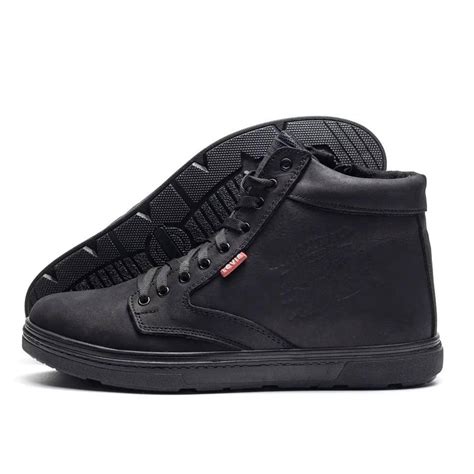Мужские зимние высокие кроссовки levis black classic, мужские кожаные ...