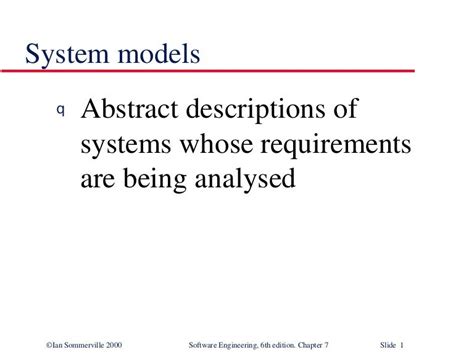 System Models In Software Engineering Se7