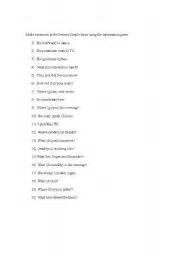 Simple Present Questions Worksheets