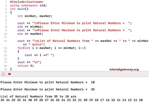 C Program To Print Natural Numbers In Reverse