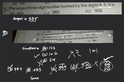 4 The Largest Three Digit Number Formed By The Digits 859 Isa 859