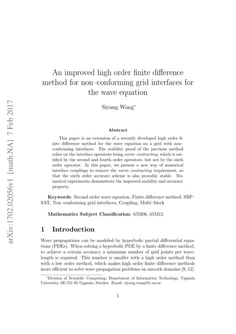 Pdf An Improved High Order Finite Difference Method For Non