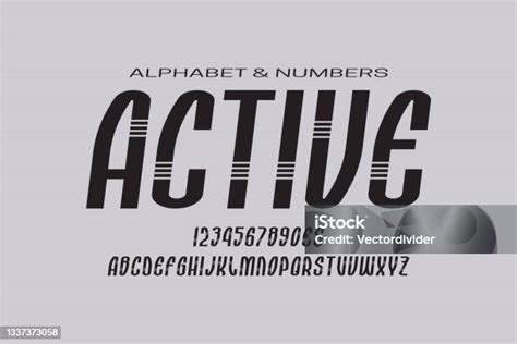 활성 기울임꼴 디스플레이 글꼴 현대 문자 숫자 와 통화 표지판 고립 된 영어 알파벳 벡터 레터링 0명에 대한 스톡 벡터 아트 및