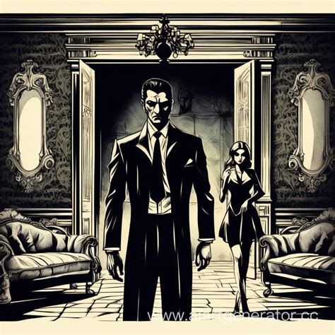 Mafia Encounter Intense Meeting In A Mansion Ai Art Generator