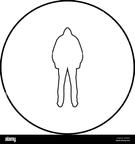 Man In The Hood Concept Danger Silhouette Back Side Icon Black Color Outline Vector Illustration