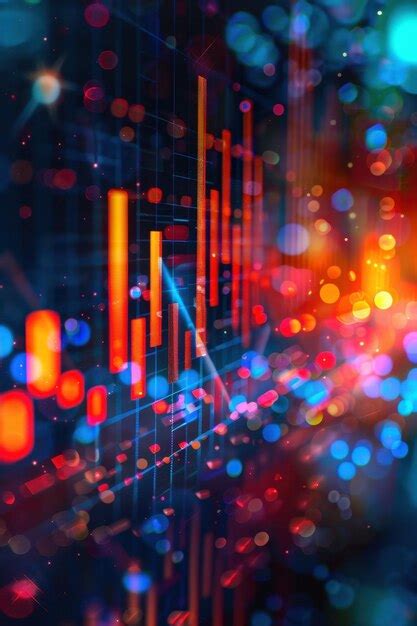 Abstract Digital Financial Chart With Colorful Bokeh Lights Representing Data Analysis And