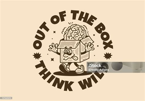 상자 밖으로 인간의 두뇌가 있는 골판지 상자의 마스코트 캐릭터 0명에 대한 스톡 벡터 아트 및 기타 이미지 0명 3차원 형태 공란 Istock