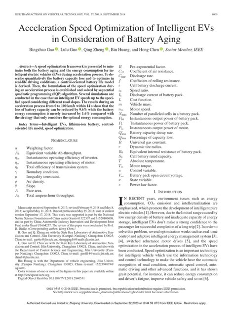 Acceleration Speed Optimization Of Intelligent Evs In Consideration Of