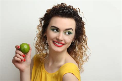 Girl with lime stock image. Image of health, beautiful - 28123893