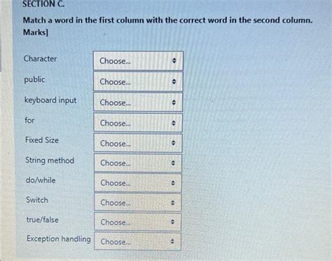 Solved Section C Match A Word In The First Column With The Chegg Com