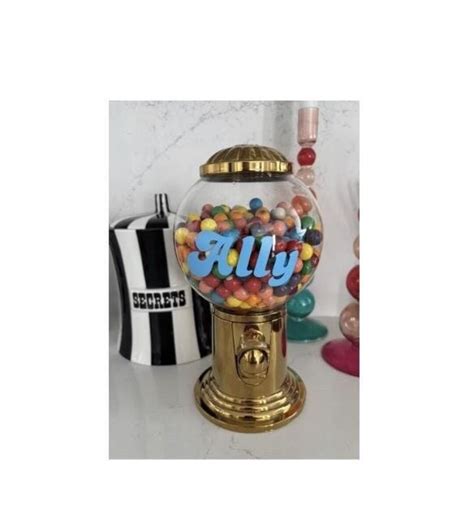 Custom Personalized Gold Metal Gumball Machine Gumballs Not Included Etsy