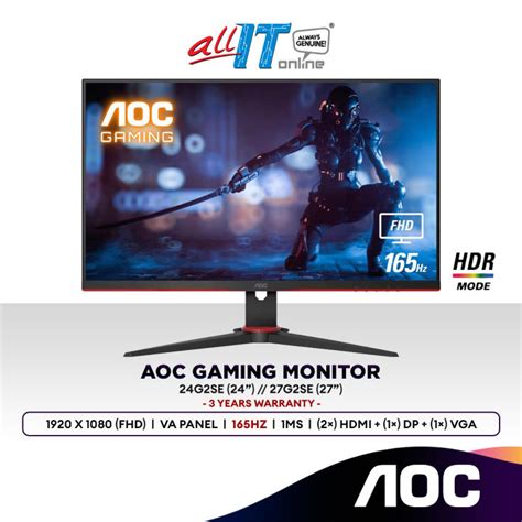 Duty Free Aoc 24g2se 24 27g2se 27 Full Hd 165hz Hdr Gaming