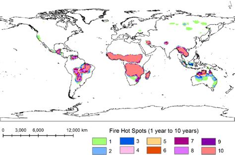 Map Showing The Global Level Occurrence Of Vegetation Fire Hot Spots Download Scientific Diagram
