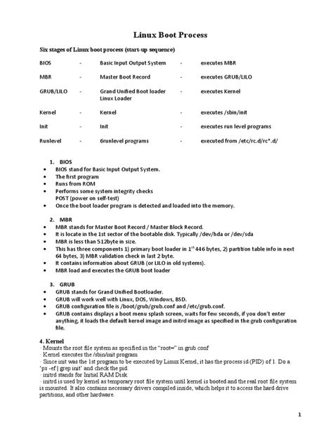 six stages of linux boot process start up sequence pdf booting bios