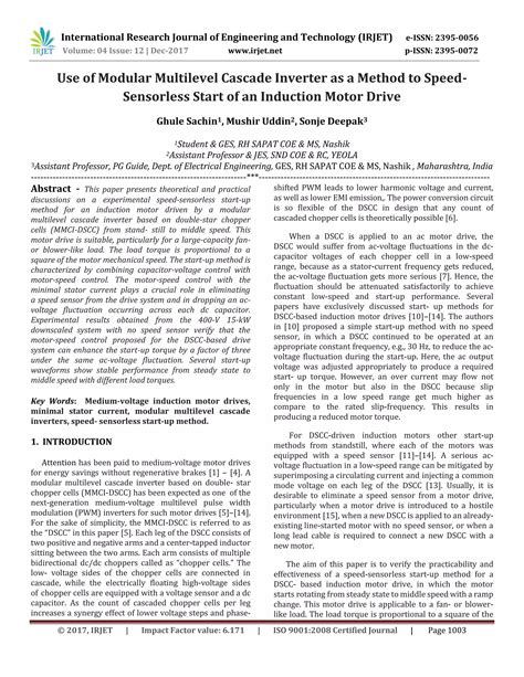 Use Of Modular Multilevel Cascade Inverter As A Method To Speed Sensorless Start Of An Induction