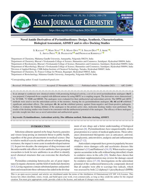 Pdf Novel Amide Derivatives Of Pyrimidinediones Design Synthesis Characterization