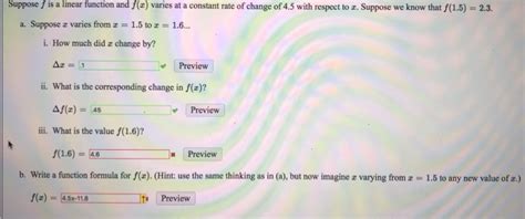 Solved Suppose Is A Linear Function And F X Varies At A