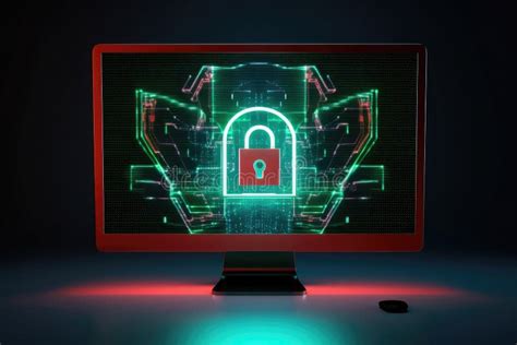 Computer Screen With Virtual Lock Image Security Cybersecurity Stock Illustration
