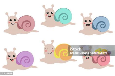 귀여운 만화 달팽이입니다 캐릭터 달팽이 귀여운 벡터 일러스트레이션 달팽이 낙서 스타일 0명에 대한 스톡 벡터 아트 및 기타 이미지 0명 가공의 인물 개체 그룹