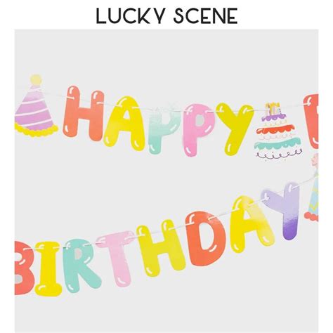 Badu Bg Карикатура Писмо за рожден ден Цветен флаг Банер Парти Декорация за парти за рожден ден