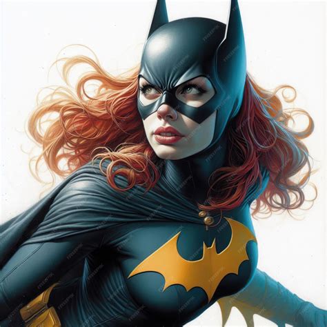 Portrait Of Batgirl Isolated On White Background Premium Ai Generated