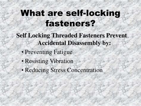 Ppt Self Locking Threaded Fasteners Powerpoint Presentation Id262472 Ppt Self Locking Threaded Fasteners Powerpoint Presentation Id262472