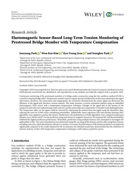 Pdf Elastomagnetic Sensor Based Long Term Tension Monitoring Of Prestressed Bridge Member With