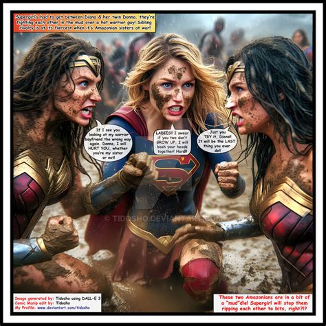 Supergirl Breaks Up Amazonian Twins Fight By Tidosho On Deviantart