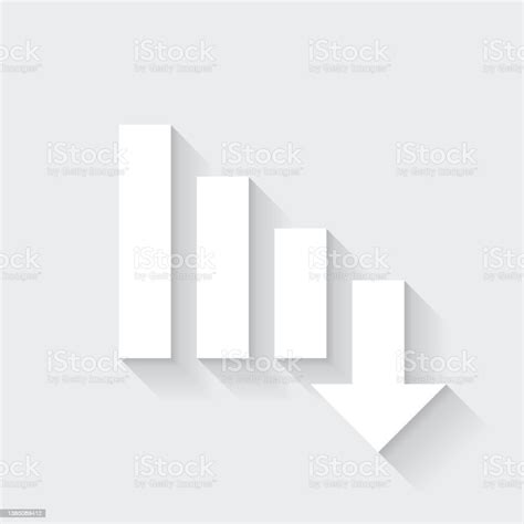 그래프를 줄입니다 빈 배경에 긴 그림자아이콘 플랫 디자인 3차원 형태에 대한 스톡 벡터 아트 및 기타 이미지 3차원 형태 감소 개념 Istock
