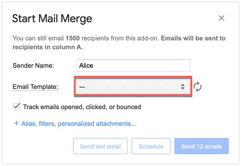 create a simple draft email template in gmail for your mail merge
