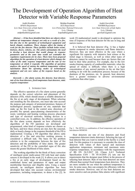 Pdf The Development Of Operation Algorithm Of Heat Detector With Variable Response Parameters
