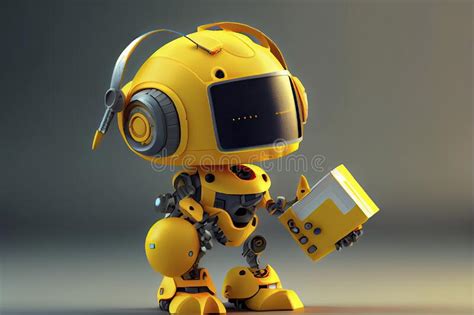 Engineer Robot With 3d Rendering Cute And Small Artificial Intelligence Assistant Robot Wear