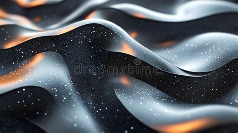 Abstract Waves With Glowing Particles Futuristic Concept Design Stock