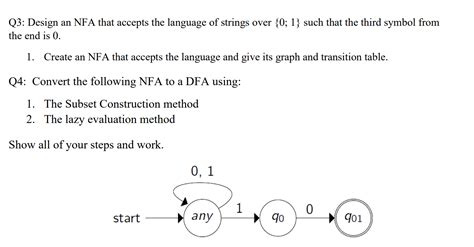 Solved Q3 Design An Nfa That Accepts The Language Of