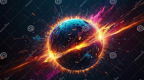 Abstract Vector Sphere Explosion Explosion Of Sphere W Ai Generated Stock Illustration
