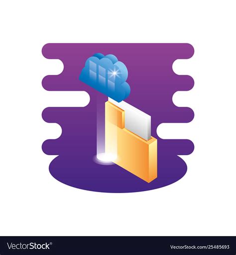 Folder Documents Data With Cloud Computing Vector Image