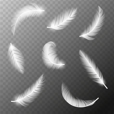 Premium Vector Realistic Feathers White Bird Falling Feather Isolated Realistic 3d Vector
